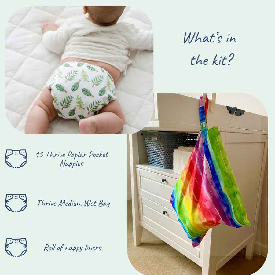 Poplar Pocket Nappy Daytime Kit - The Nappy Lady
